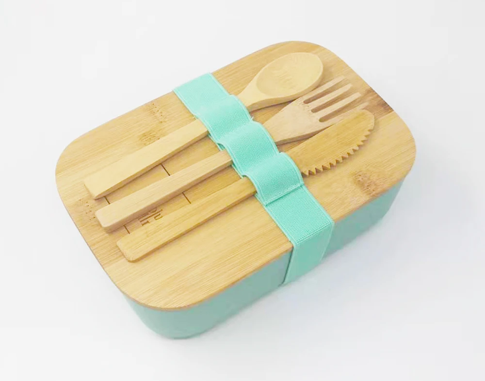 Green Food Container Bamboo Fiber Lunch Box Bento With Biodegradable ...