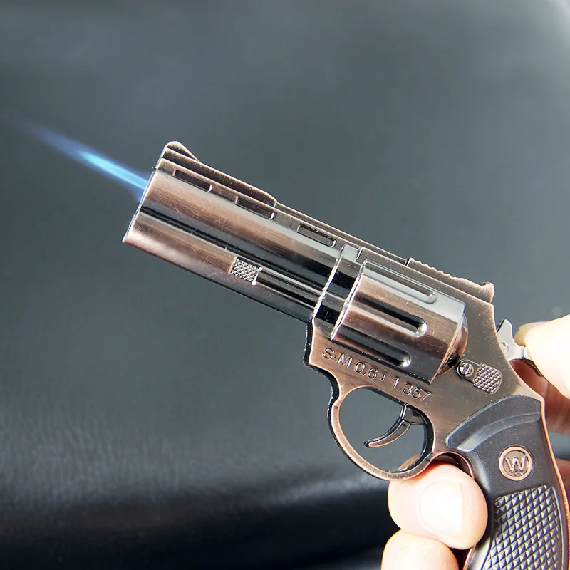 Fuya Revolver Refillable Lighters Red Flame Inflatable Pistol Model ...