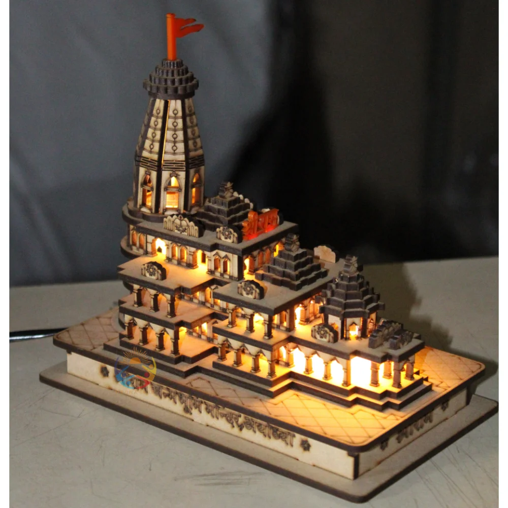 MDF Ram Mandir - Ayodhya 3D Model Temple for Decorative Purposes