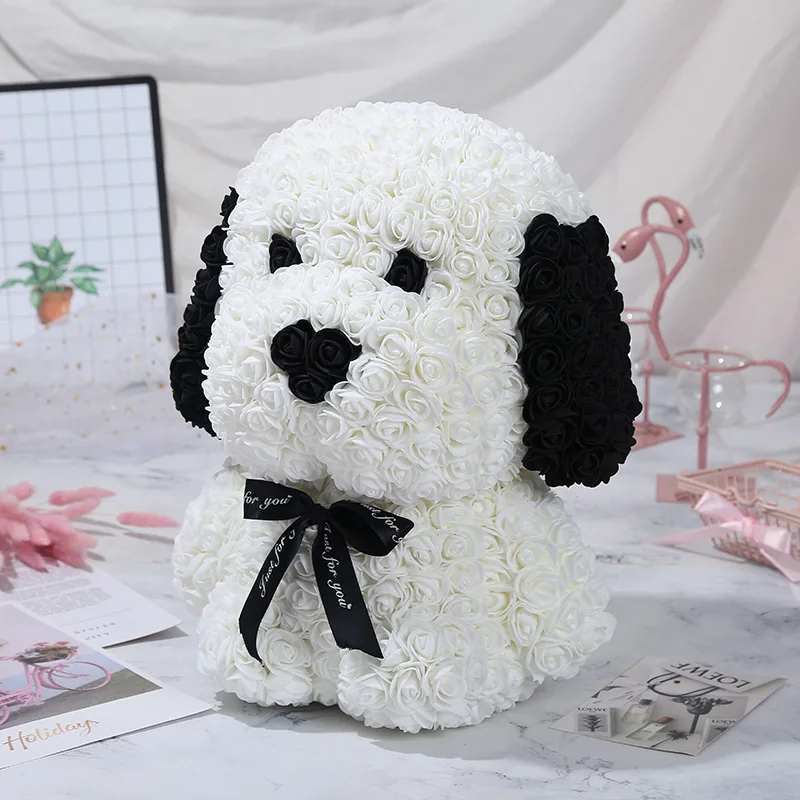 A-564 Handmade Rose Pug Toys Dog With Foam Rose Valentine Day Gift ...
