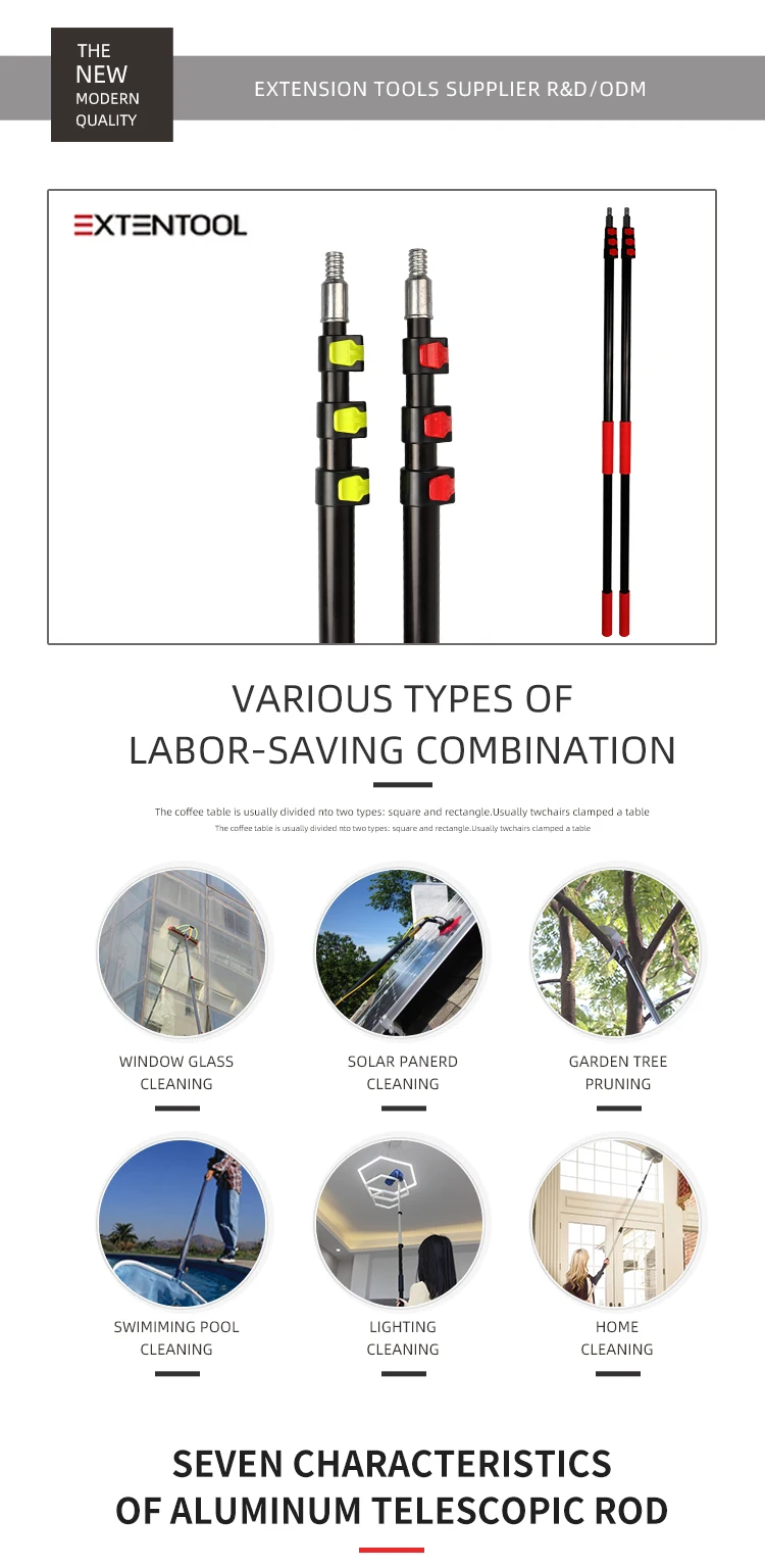Extentool 8ft Fiberglass/aluminum Push Button Adjustable Pole ...