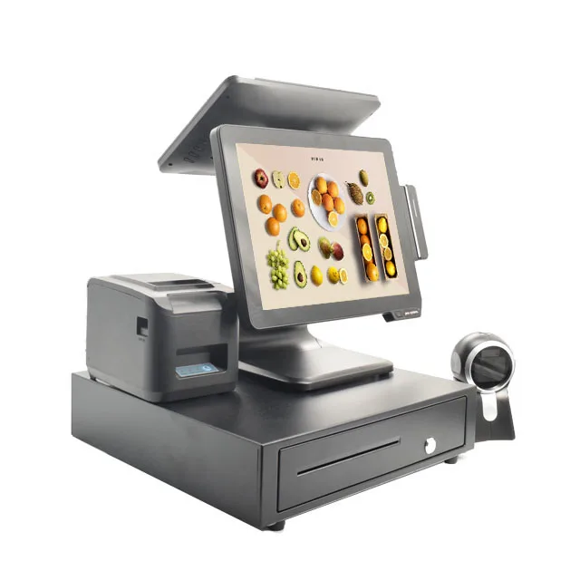 Dual Screen Cash Register All In One Pos System In Aluminum With Msr ...