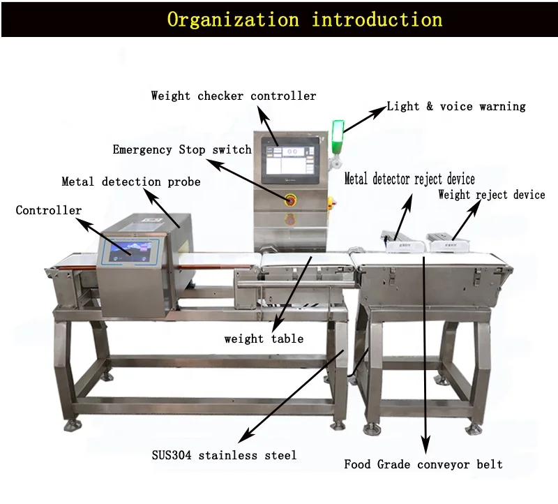 Automatic Check Weigher with Rejector System & Metal Detector