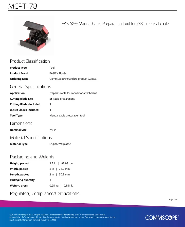 MCPT-78 Andrew Cable Preparation Tool for 7/8 in Cables
