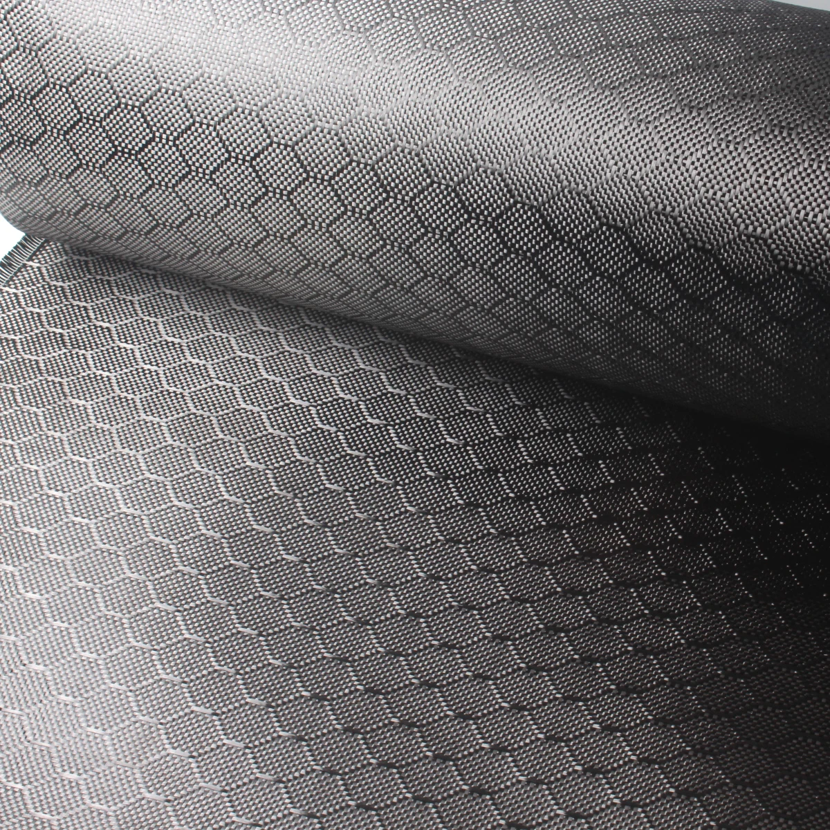 Hexagonal Honeycomb Carbon Fiber Fabric - Black 3K 240gsm