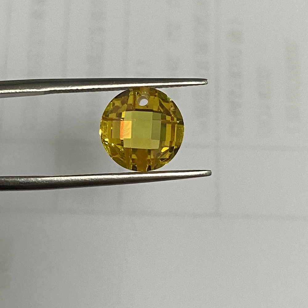 Round Shape Double Checker Cut With Hole Cubic Zirconia Stone Loose ...