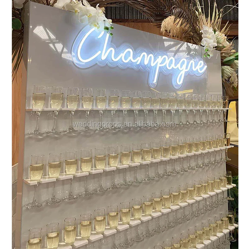 Customized Acrylic Wedding Champagne Wall Display Rack