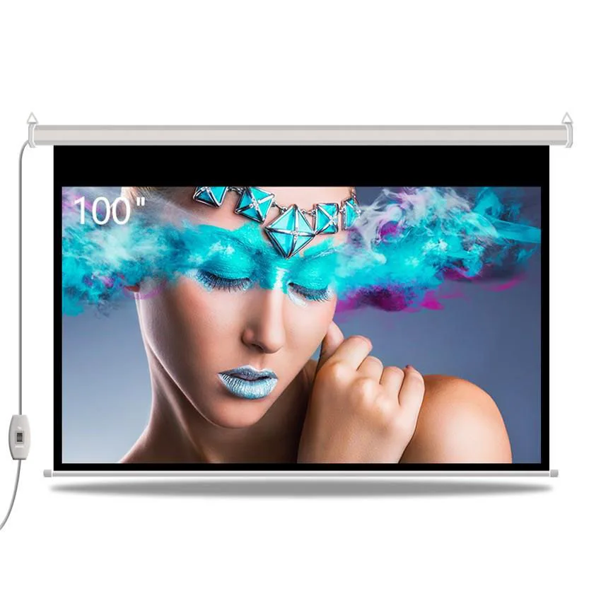 Matte White 150 Inch Electric Projector Screen 150'' Screens With ...