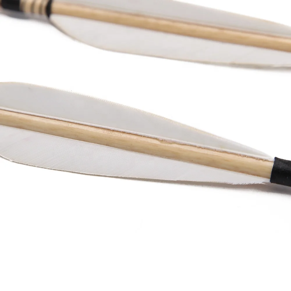 White Turkey Feather 33" Self Nock Wooden Arrows With Hunting ...