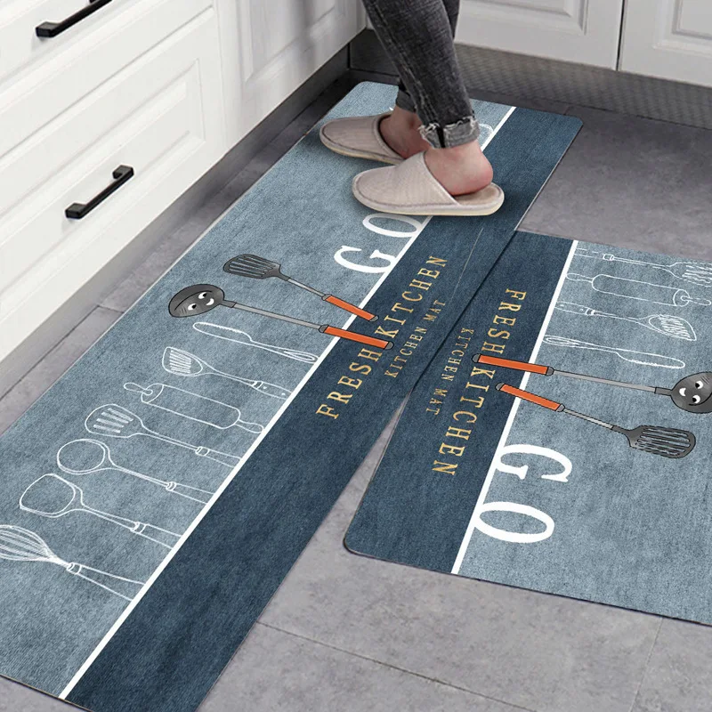 2 Piece Kitchen Rug Set - Non-Slip, Stain Resistant