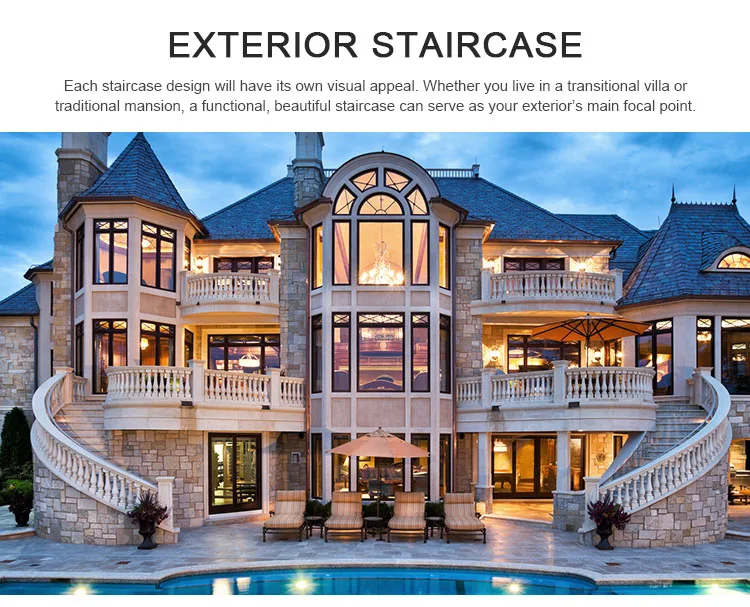 Large Outdoor Granite Stone Curved Staircase - Natural Arc Stairs