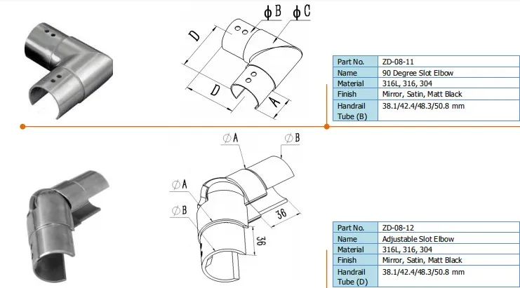 Blacony Railings Pipe Elbow Adjustable 90 Degree Stainless Steel ...