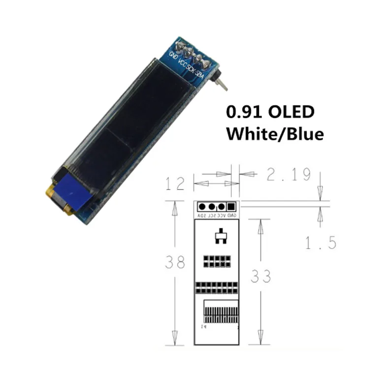 0.91 Inch Oled Display Module White/blue Oled 128x32 Lcd Led Display 0. ...