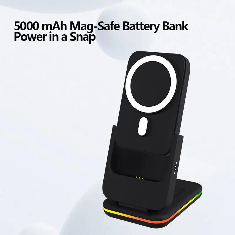 5000mah Black White Fast Charge Powerbank Stand Station 15w Wireless ...