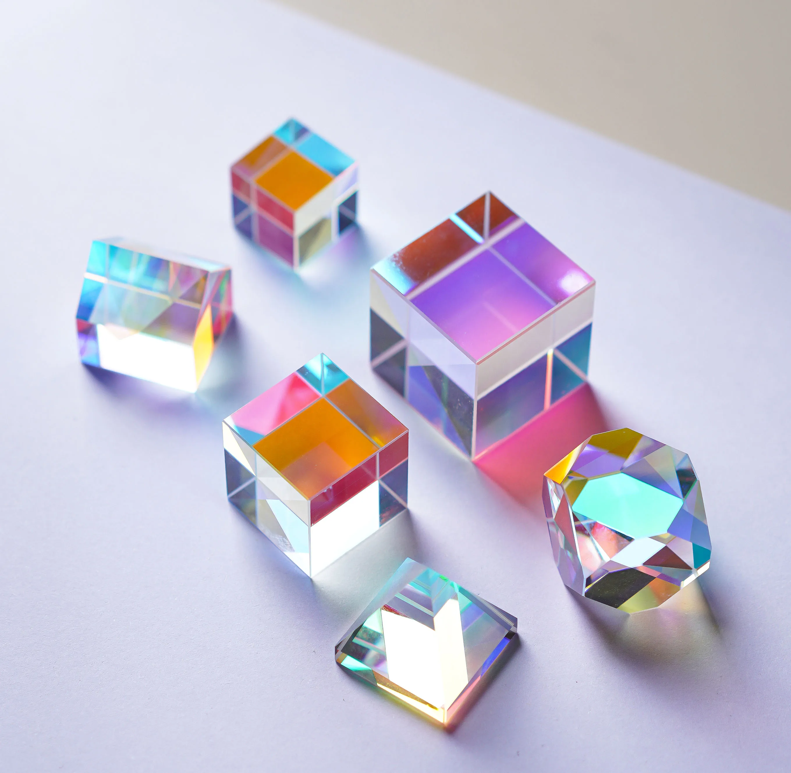 Color Cube Prism 20mm K9 Optical Crystal Glass Polyhedron Rgb ...