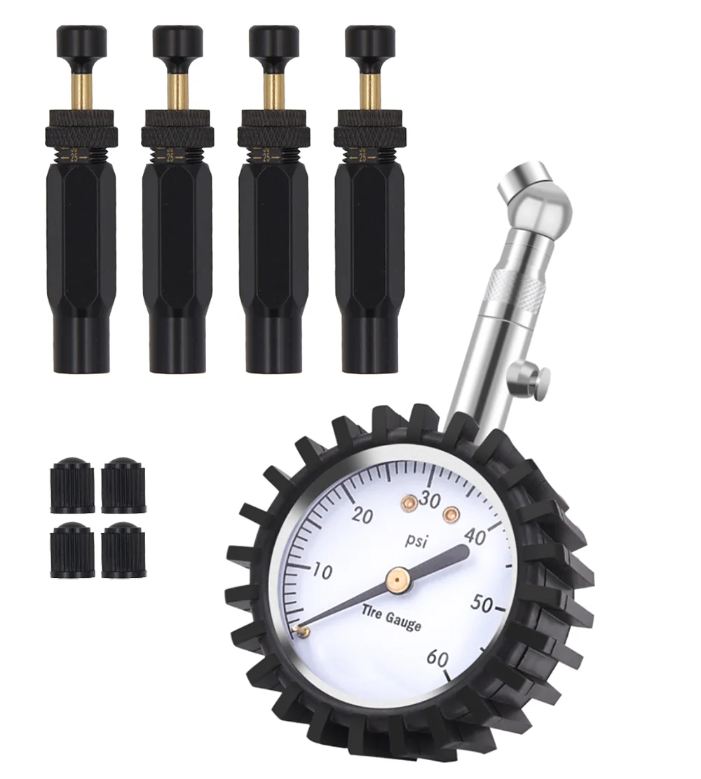 M4 Adjustable Auto-Stop Tire Deflator Valve Kit - 10-30 PSI