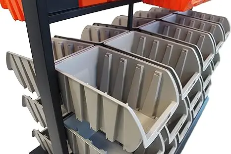 Dual-sided Mobile Black Rolling Bin Rack 19.75 X 35.50 X 48.50 Inches ...