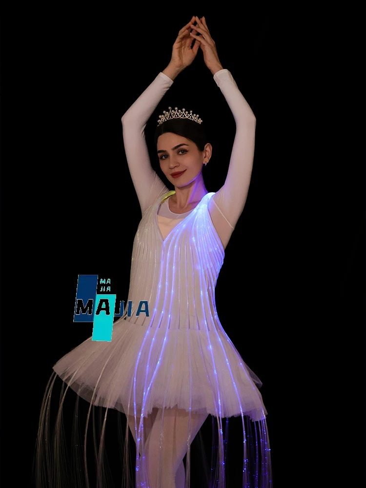2025 New Colorful Fiber Optic Ballet tutu Costume Skirt Luminous Dress ...