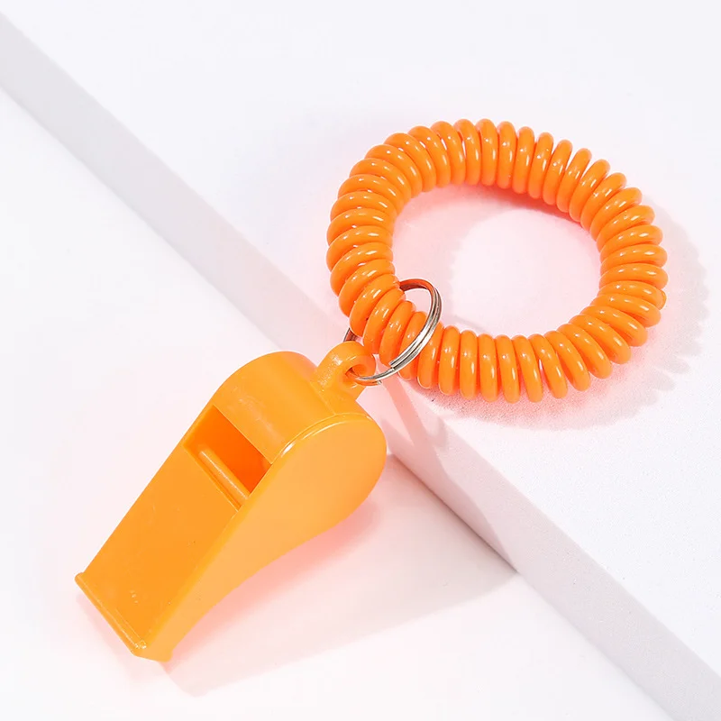 Plastic Colored Whistle with Telephone Line Spring Coil