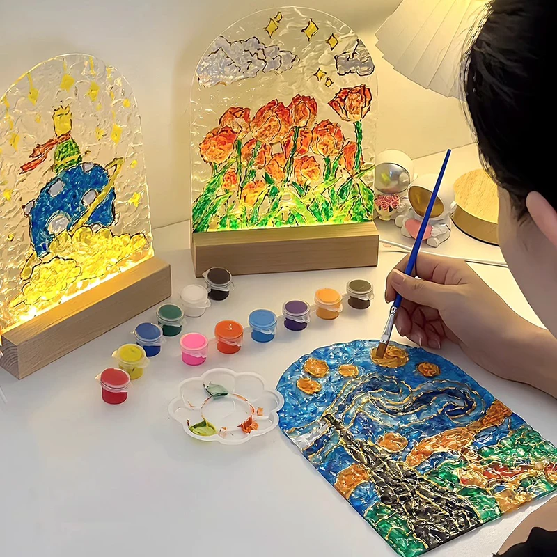 Paint Your Own Lamp Art Kit - DIY Colorful Tulip LED