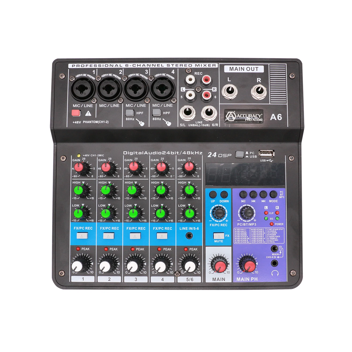 Accuracy Pro Audio Ma6 Professional Consola De Sonido 6 Channel Audio ...