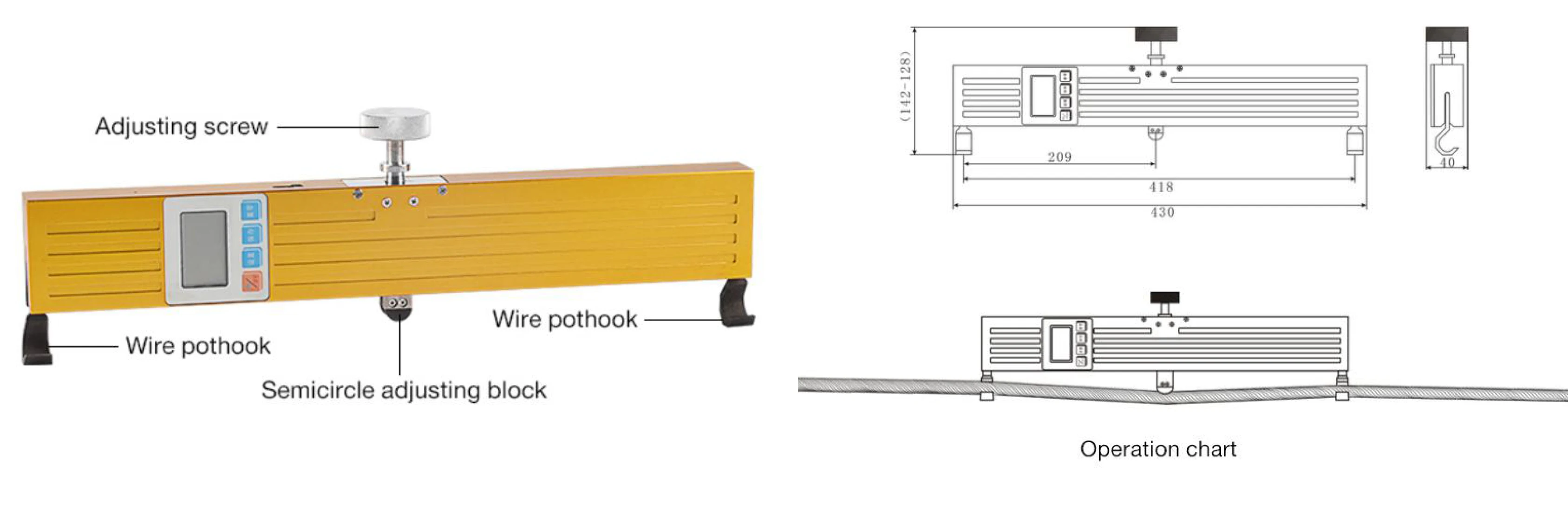 Force Test Tool - Cable Wire Elevator Rope Tension Gauge