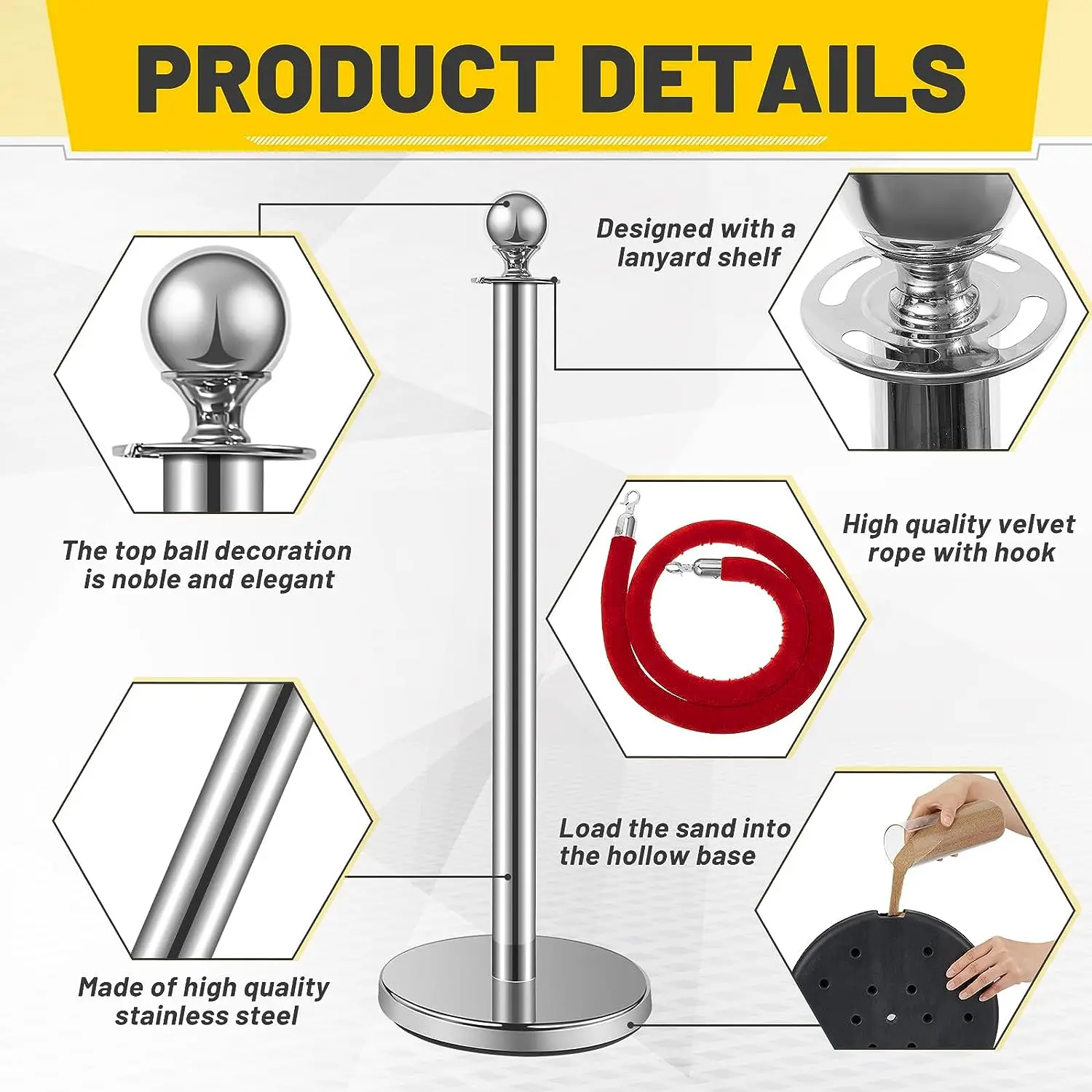 Crowd Control Stand Barriers Sand Injection Hollow Base And Velvet ...