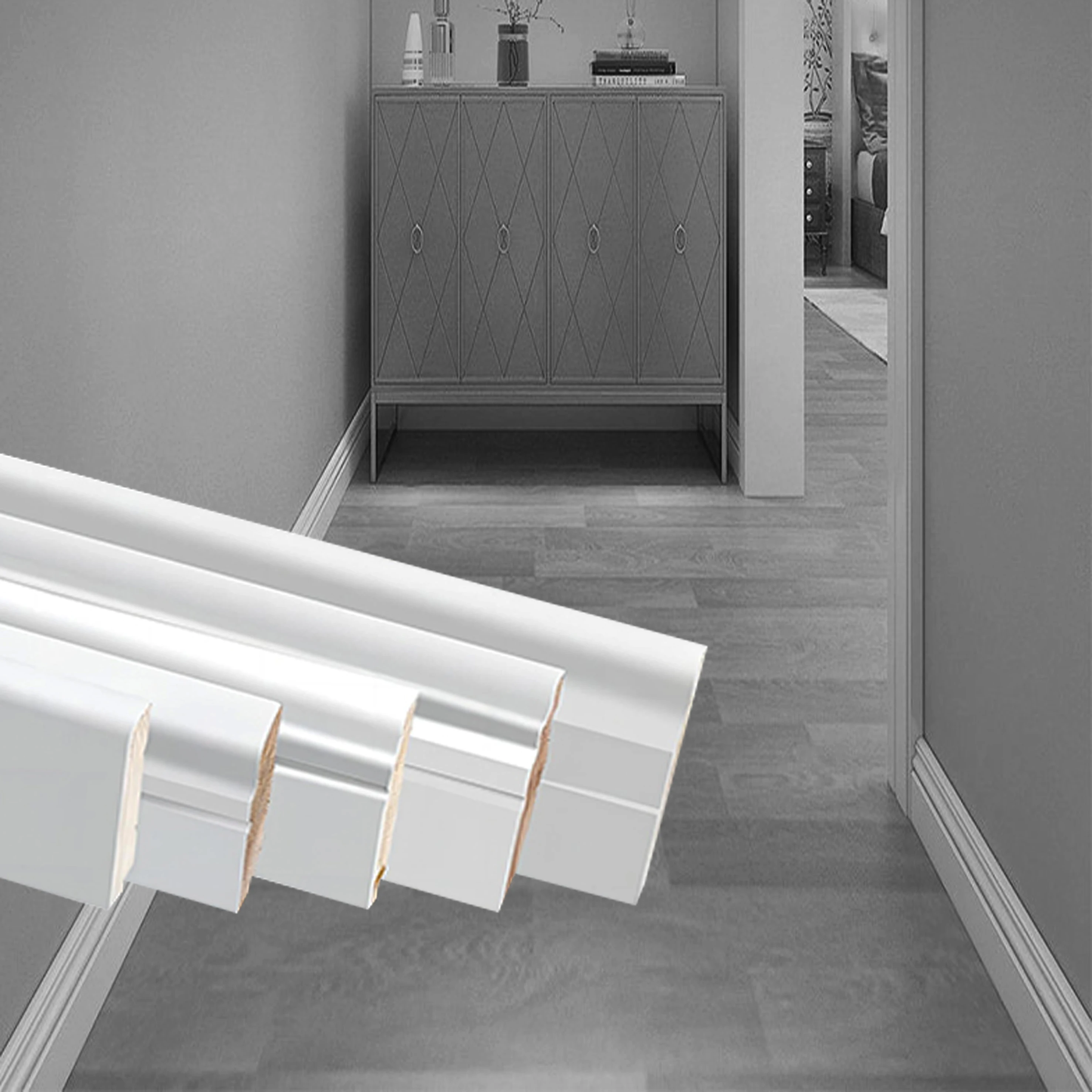 Modern White Primed Mdf Baseboard Solid Wood Baseboard Moulding For ...