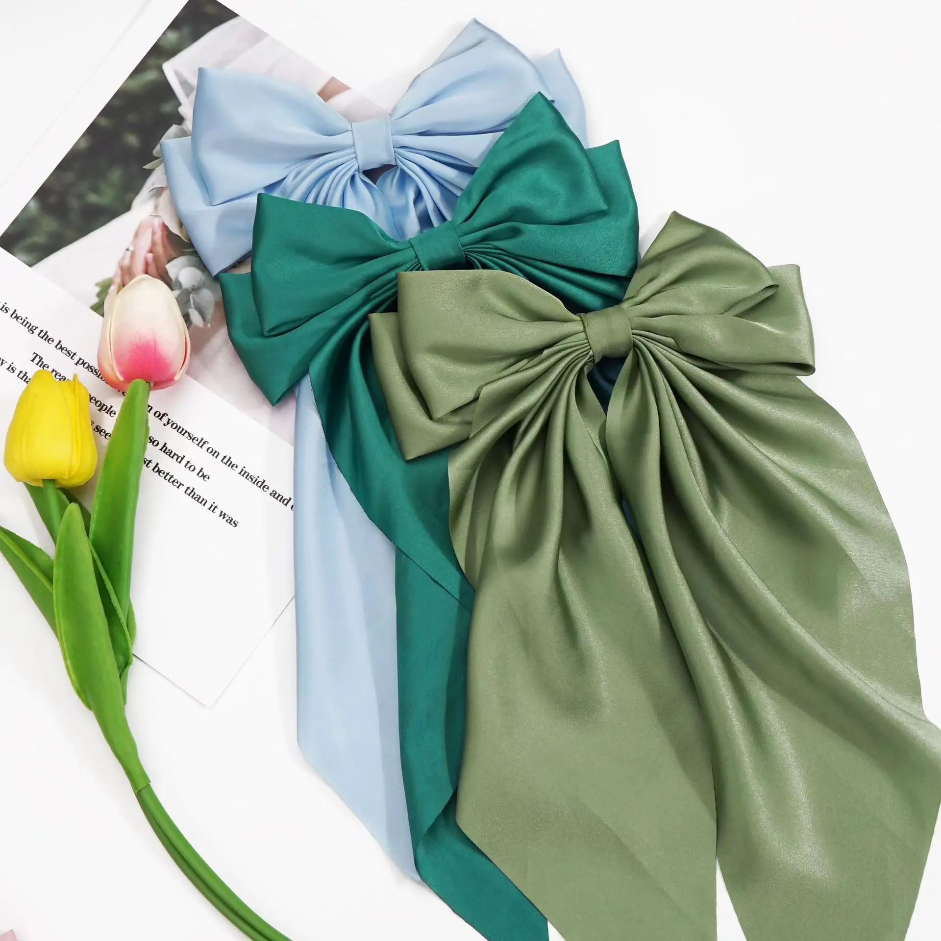35 Colors Big Size Hair Bow Ties - Sweet Satin Accessories