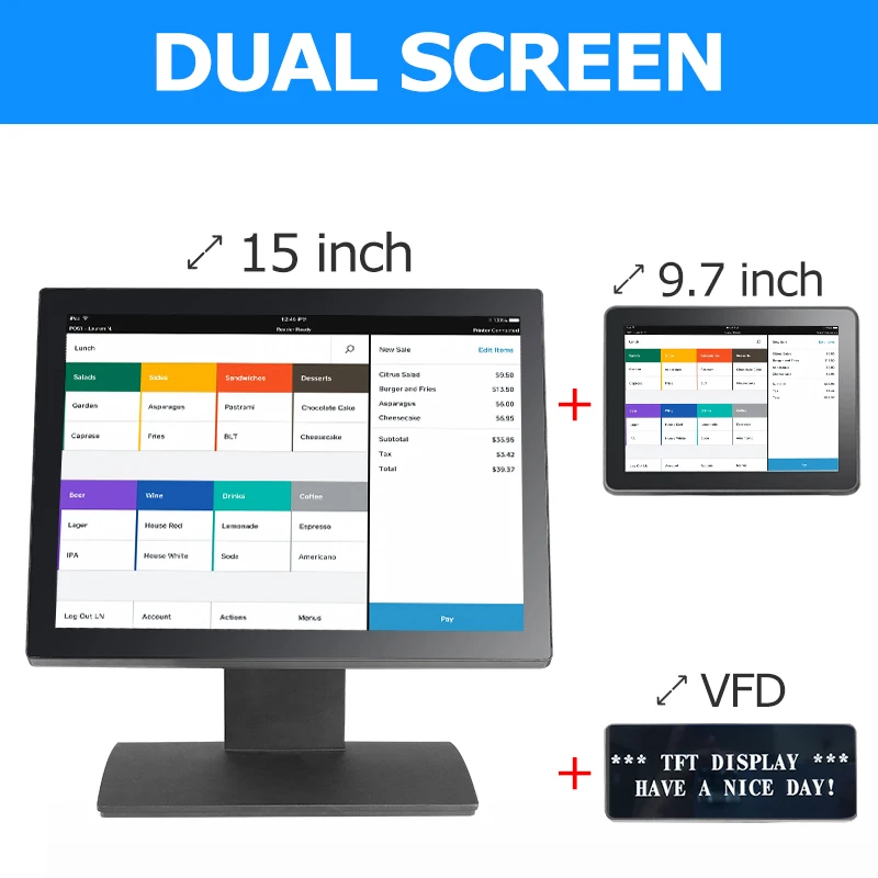 15 Inch Dual Screen POS Machine - Efficient Restaurant POS
