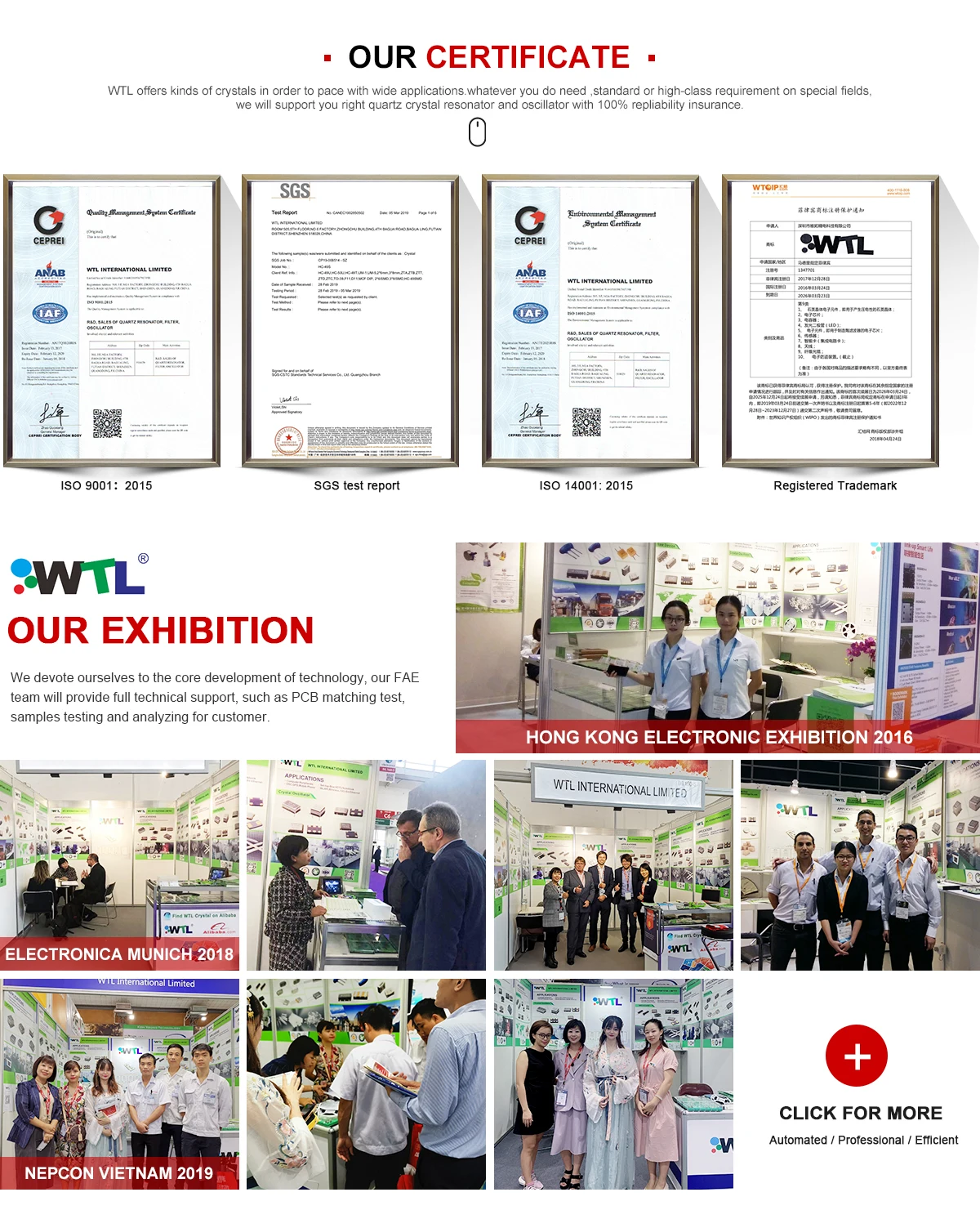 WTL International Limited - Crystal resonator, Crystal oscillator