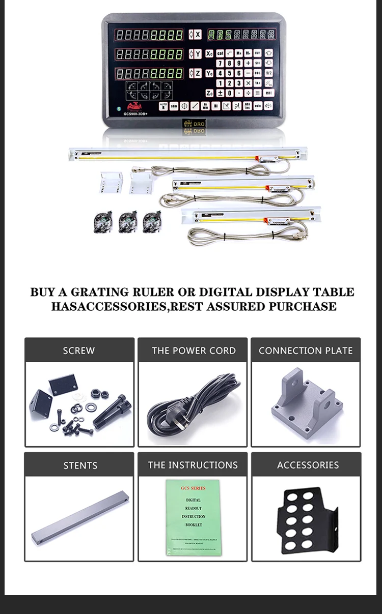 Lettura Digitale Lcd A 3 Assi Dro Con Scala Magnetica Per Fresatrice Per Tornio/strumenti Di ...