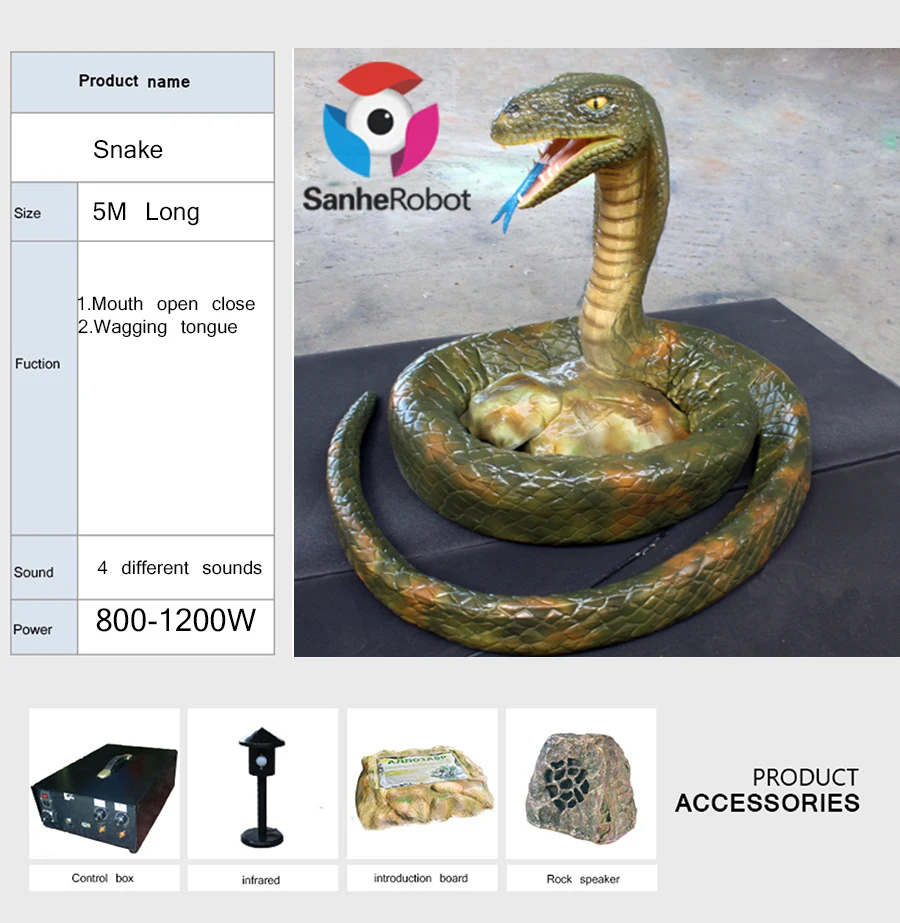 Realistic Life Sized Animal Model Animatronics Remote Control Snake For ...