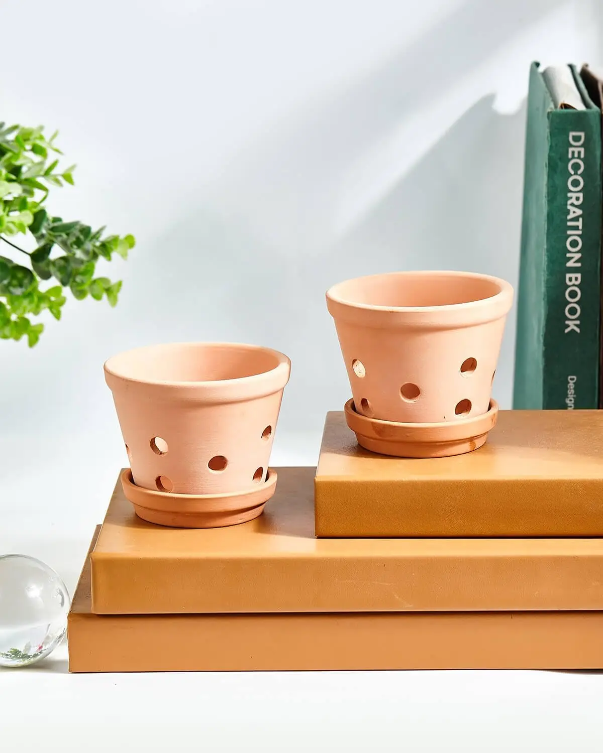 6 Inch Terracotta Orchid Pots With Holes And Saucers Small Clay Orchid ...