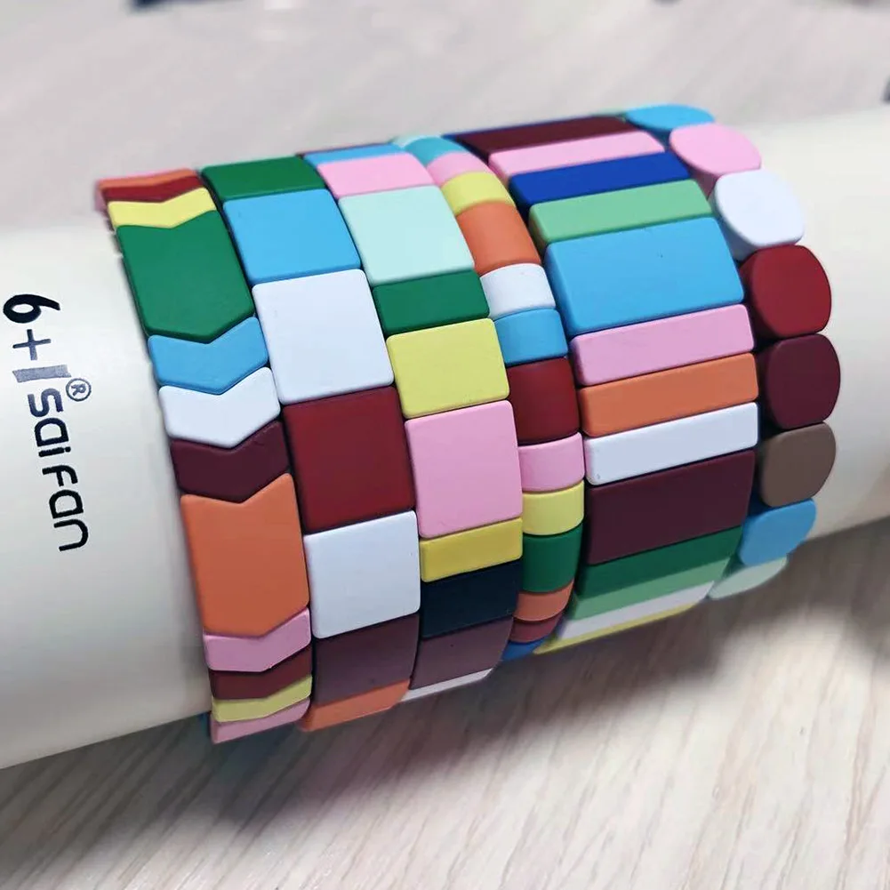 Enamel Beaded Stretch Bracelet Block Stacking Honeycomb Bracelet ...