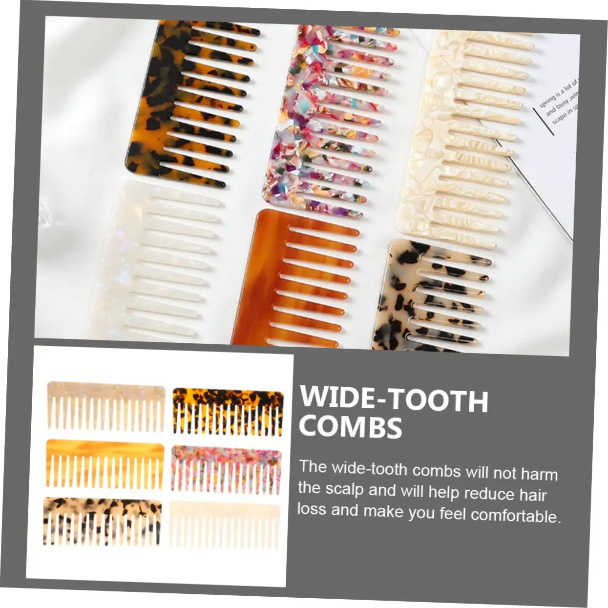 2023 Hot Selling Custom Logo 4MM Wide Tooth Comb Cellulose Acetate