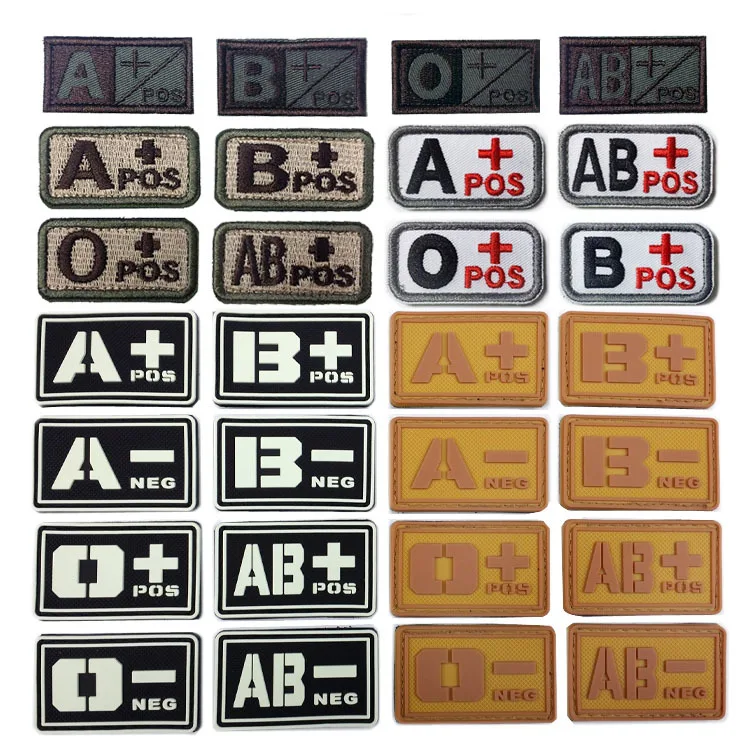 China Manufacturer Custom Blood Type Us Pvc Rubber Embroidery Patch ...