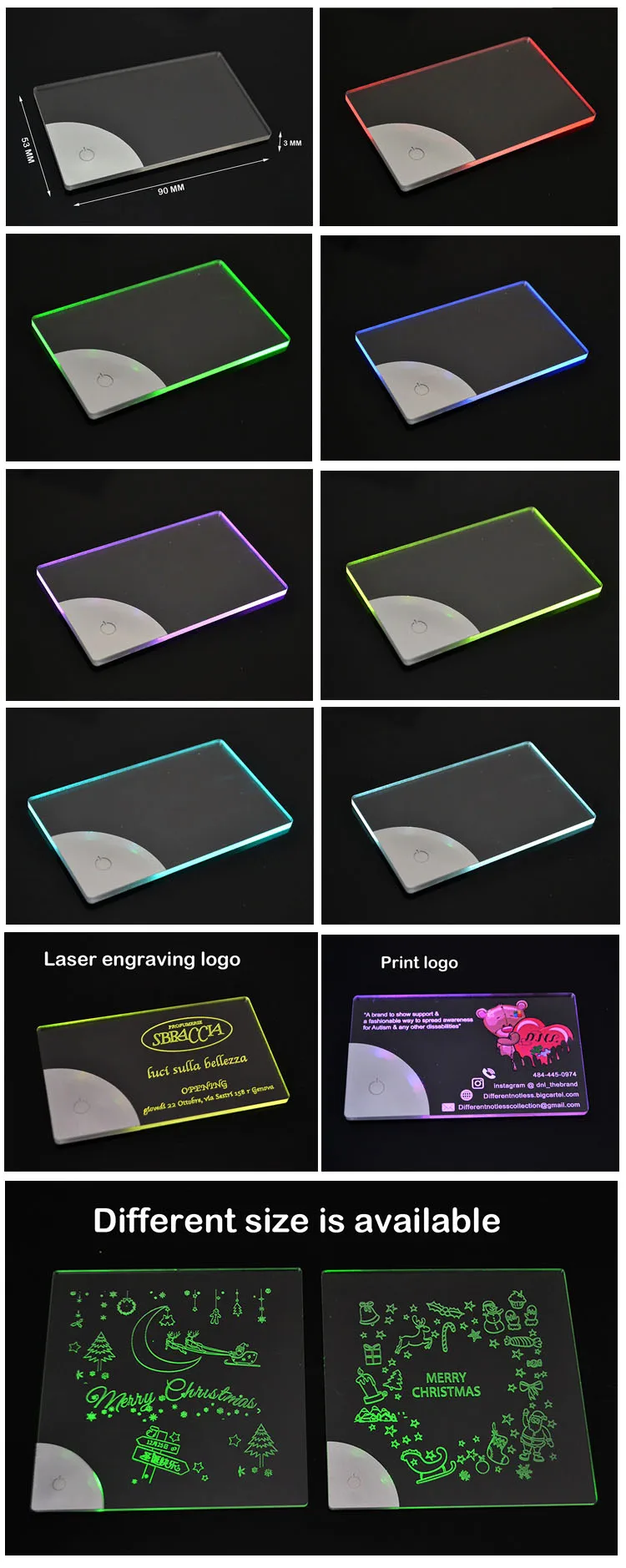 Linli New Laser Engraved Led Business Card Light Custom Design Acrylic ...