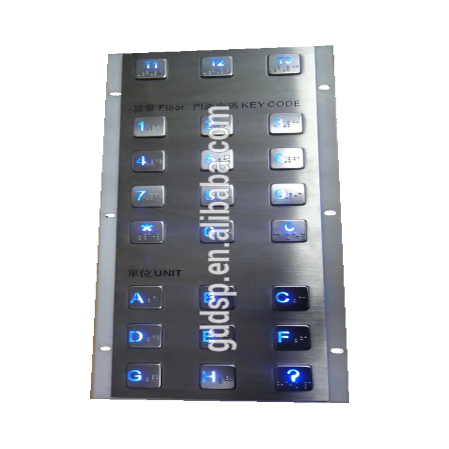 Elevator Access Control 24 Keys Mounted Matrix Braill Metal Backlight ...