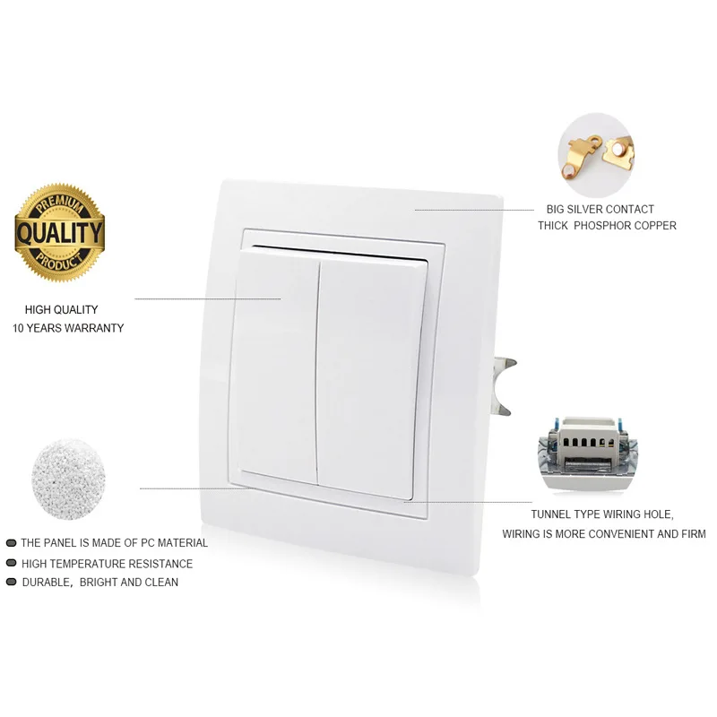 European Standard Wall Switch Socket 10a/250v Two-position Switch ...