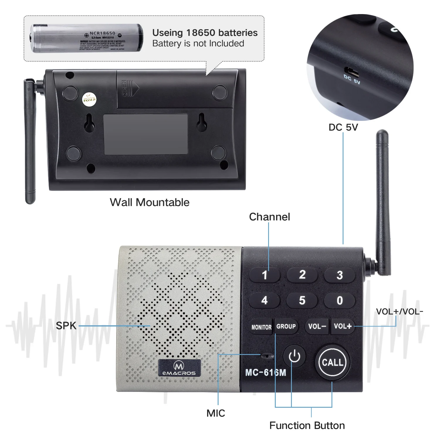 High Quality Two Way Wireless Intercom System For Office And Home 1 Master And 2 Slavers Buy 