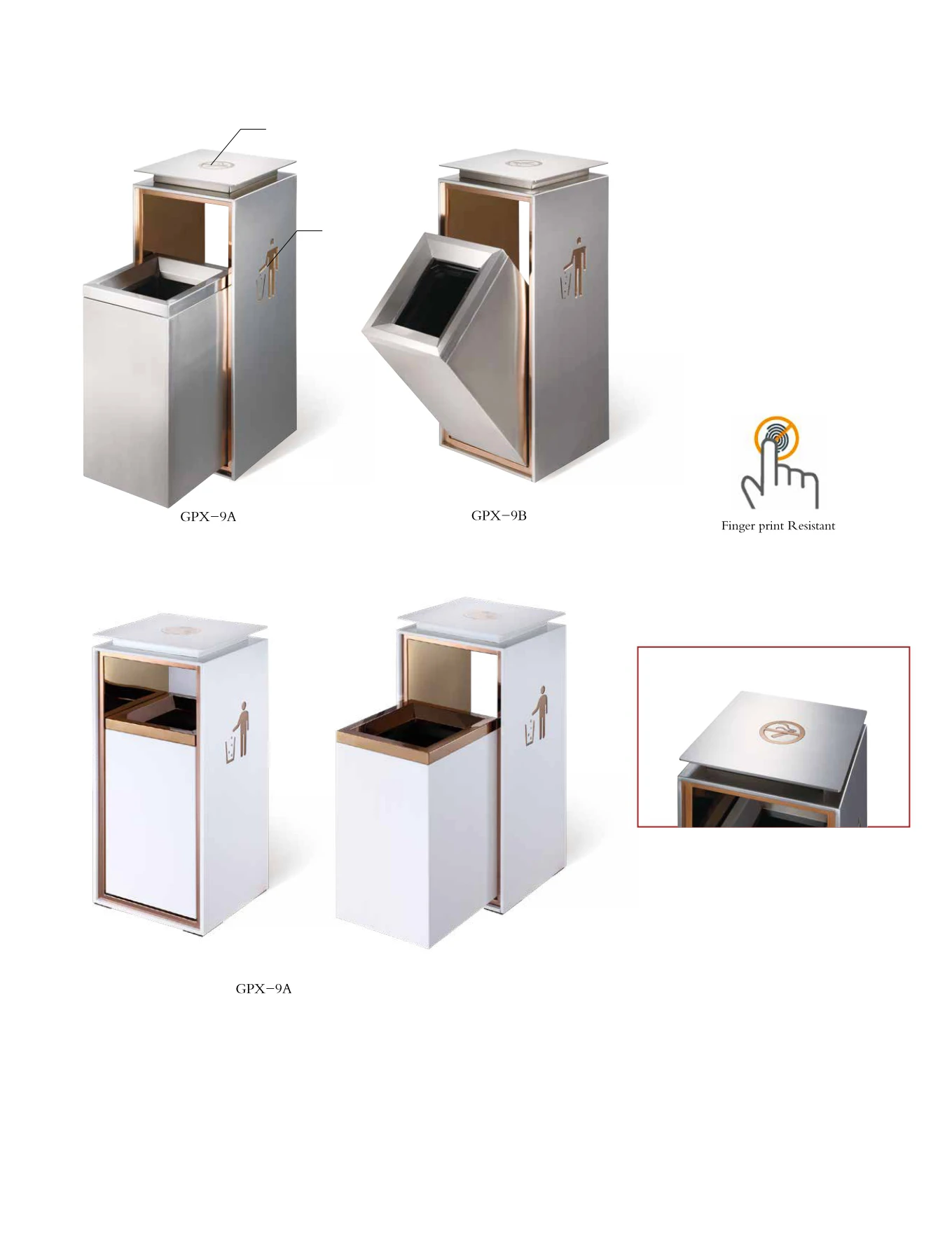 Gnf Indoor Public Commercial Rail Bin Stainless Steel Recycle Waste Bin ...