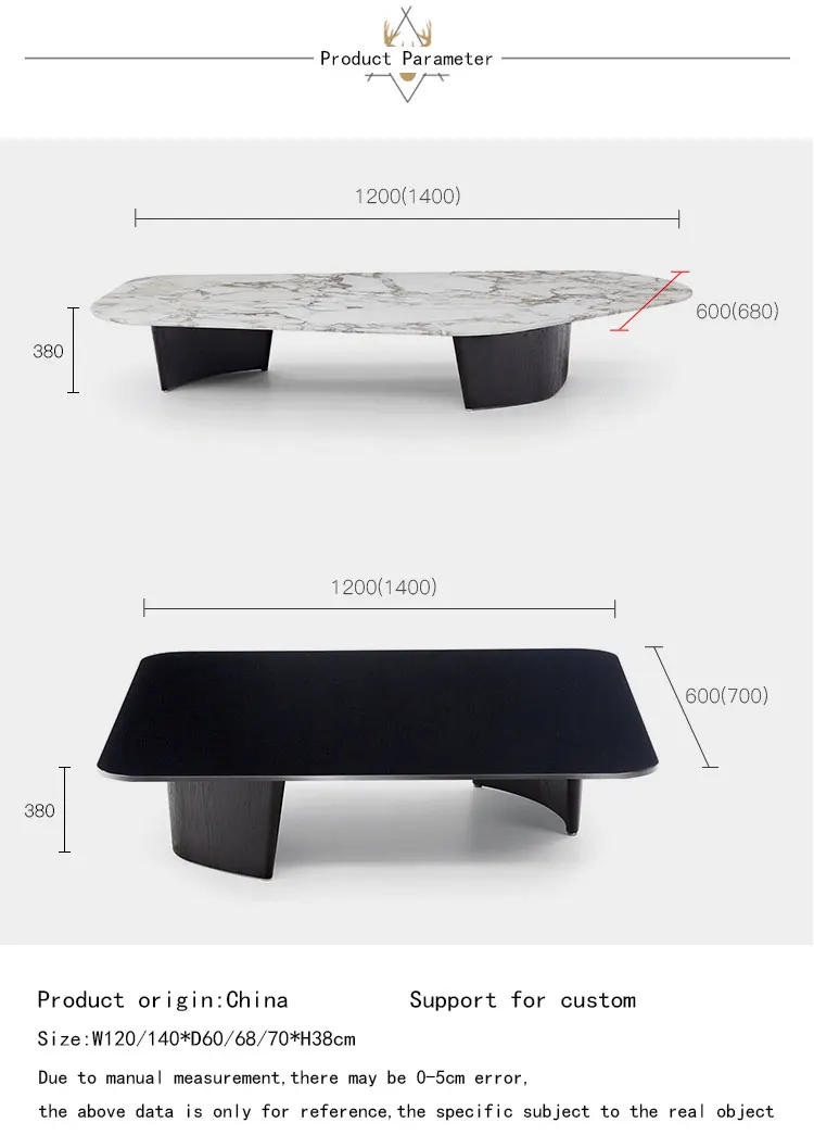 Modern Irregular Shape White Marble Top Coffee Table