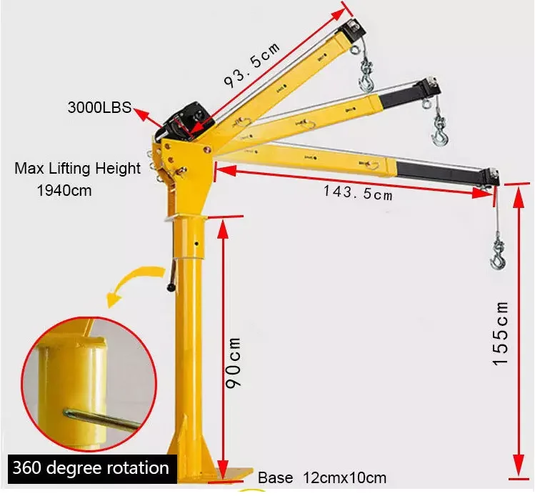 AOWEI 1t 5ton Cantilever Swing Arm Unloading Jib Crane