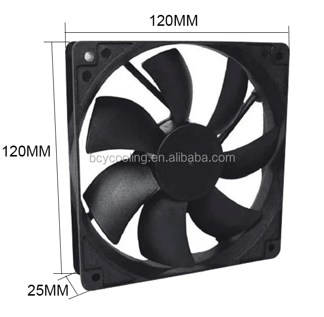 120mm Free Standing 120x120x25mm 12v 24v 48v Dc Brushless Cooling Fan ...