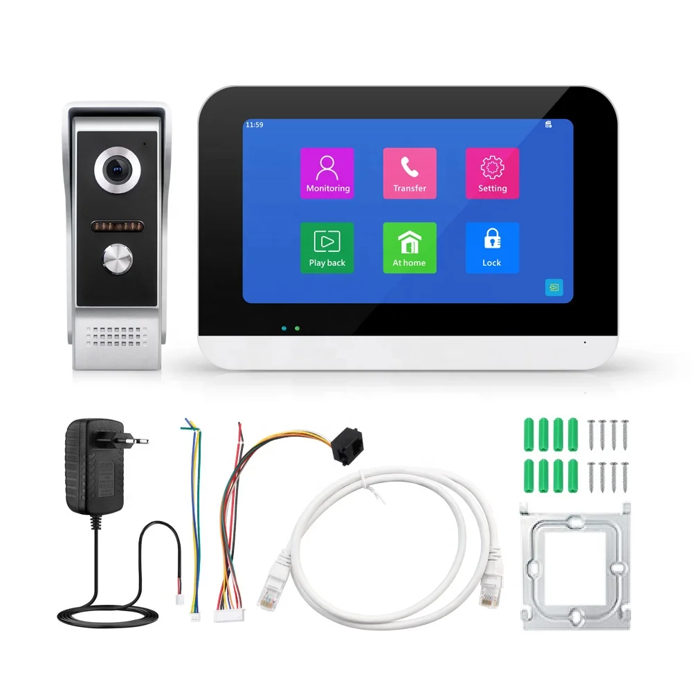 Tuya Smart 7-inch Touch Screen Video Door Phone Kit - Multi-language - Oem