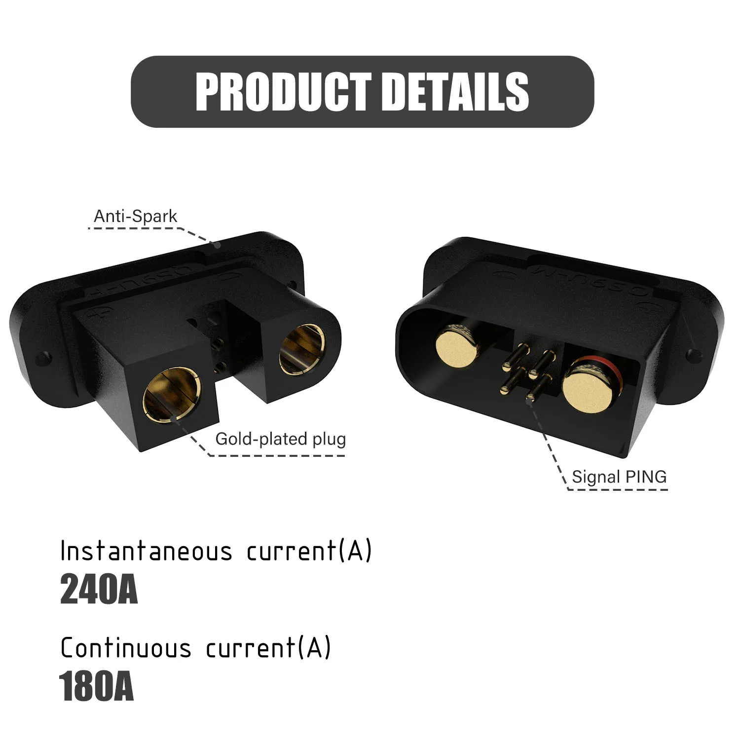 QS9-U Anti-Spark Connector - 180amp High Current Quick Connect