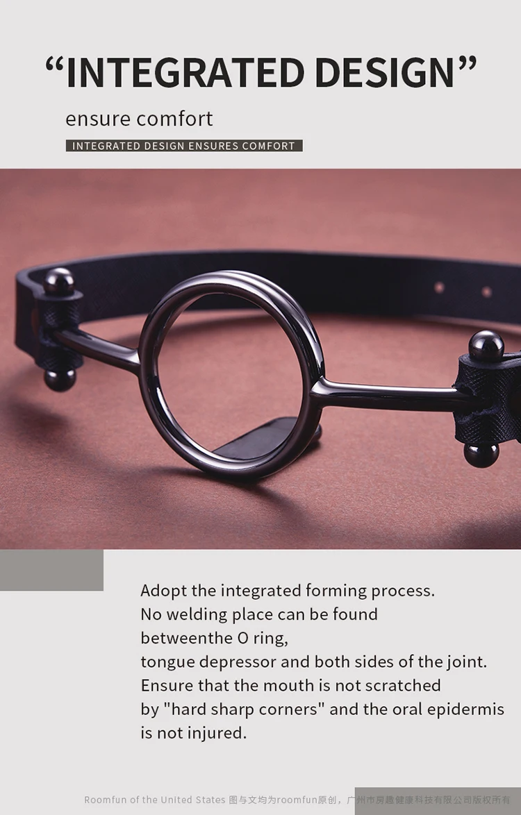 Soft Leather Open Mouth Ring Bondage Gag Harness Tongue Depressor Slave