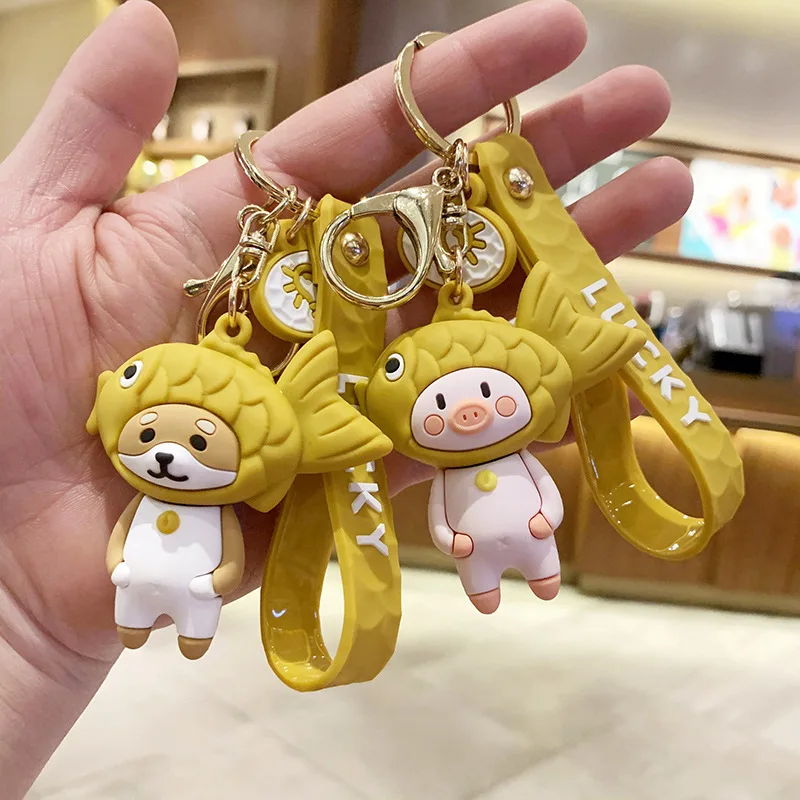 High Quality 3d Cartoon Taiyaki Anime Keychain Soft Rubber Pvc Taiyaki ...