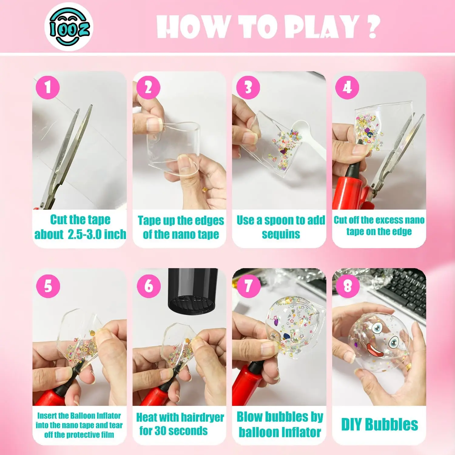 Nano Tape Bubble Kit,Nano Double Sided Adhesive Tape Bubbles,4pcs Nano ...